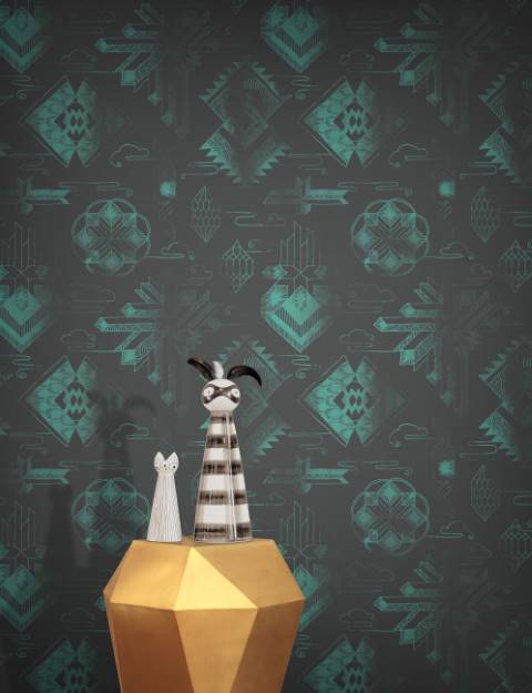 Cream & Pink Pretty Funky Pattern Wallpaper - Feathr Wallpapers