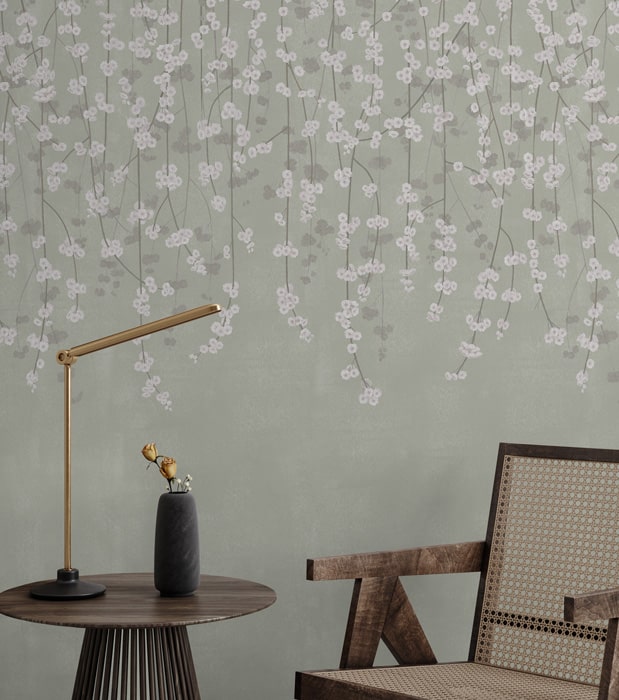 Green And Grey Cherry Blossom Wallpaper Feathr™ Wallpapers