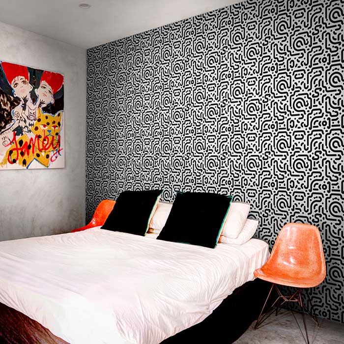 White & Black Funky Geometric Statement Wallpaper - Feathr Wallpapers